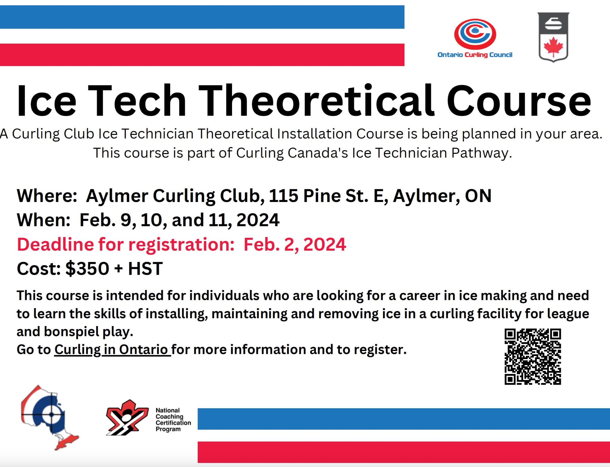 Ice Technician Workshop - Aylmer, ON - Ontario Curling Council